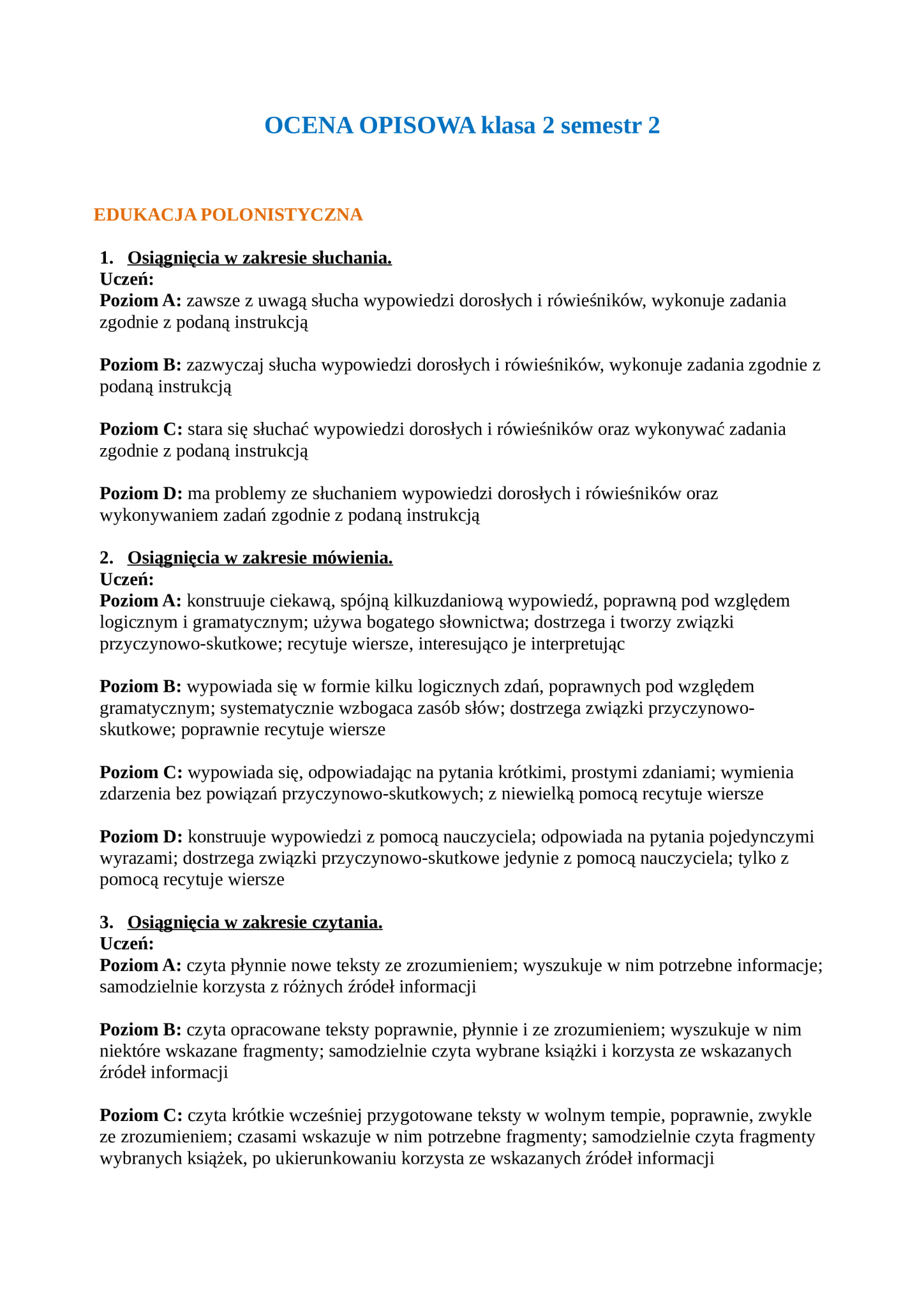 Przykładowa ocena ucznia – autyzm.life i neuroróżnorodni